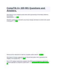 CompTIA A+ 220-901 Questions and Answers | Exams Computer Science | Docsity