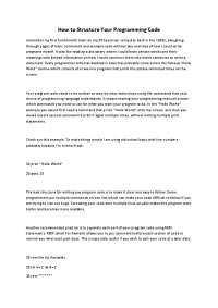 How to Structure Your Programming Code | Summaries Computer science | Docsity