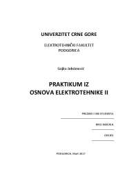 PRAKTIKUM IZ OSNOVA ELEKTROTEHNIKE II | Vežbe' predlog Osnove elektrotehnike | Docsity