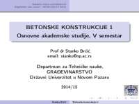 BETONSKE KONSTRUKCIJE 1 | Šeme i konceptualne mape' predlog Konstrukcije | Docsity