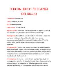 Scheda libro l'eleganza del riccio | Appunti di Italiano | Docsity