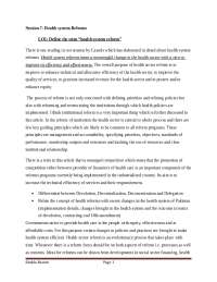 Reflective note on health system | Assignments Public Health | Docsity