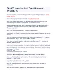 PANCE practice test Questions and aNSWERS | Exams Nursing | Docsity