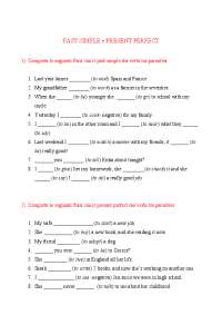 ESERCIZI CON SOLUZIONI, PAST SIMPLE E PRESENT PERFECT | Esercizi di Inglese | Docsity