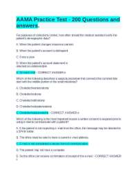AAMA Practice Test - 200 Questions and answers | Exams Nursing | Docsity