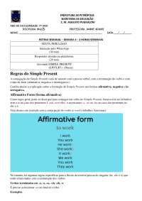 Regras do Simple Present | Notas de estudo Inglês | Docsity