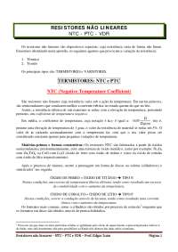 Resistores não lineares – NTC – PTC e VDR | Exercícios Cálculo | Docsity