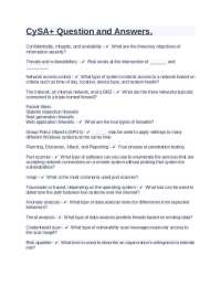 CySA+ Question and Answers. | Exams Computer Science | Docsity