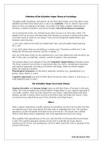 Schachter-Singer Theory | Summaries Psychology | Docsity