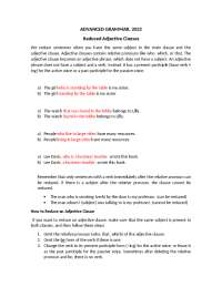 REDUCED ADJECTIVE CLAUSES | Apuntes de Idioma Inglés | Docsity
