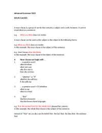NOUN CLAUSES (ADVANCE GRAMMAR) | Apuntes de Idioma Inglés | Docsity