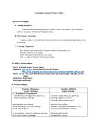 A detailed lesson plan in arts grade 1-5 | Transcriptions Performing ...