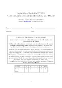 Prova esame probabilià e statistica | Prove d'esame di Probabilità e Statistica | Docsity