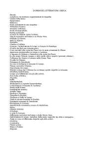 Raccolta domande esame letteratura greca | Schemi e mappe concettuali di Letteratura Greca | Docsity