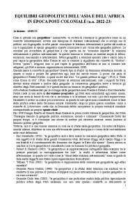 Equilibri geopolitici dell'Asia e dell'Africa in epoca post-coloniale | Appunti di Geopolitica ...
