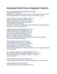 American Red Cross Lifeguard Tests A | Exams Nursing | Docsity