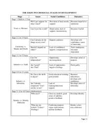 The Eight Psychosocial Stages of Development | Schemes and Mind Maps ...