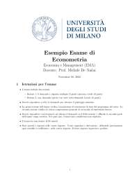 ESAME esempio 2020 econometria | Esercizi di Econometria | Docsity