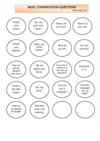English language BASIC CONVERSATION QUESTIONS Worksheets | Quizzes ...