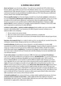 IL DOPING NELLO SPORT | Appunti di Educazione fisica | Docsity