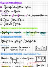APPUNTI E FORMULE SUGLI INTEGRALI | Schemi e mappe concettuali di Analisi Matematica I | Docsity