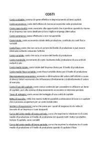 TIPOLOGIE DI COSTI_MICROECONOMIA | Schemi e mappe concettuali di Microeconomia | Docsity