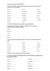 Ejercicios del sustantivo | Ejercicios de Lengua y Literatura | Docsity