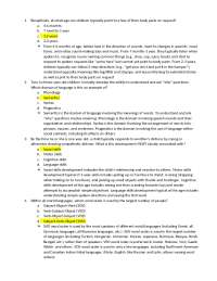 SLP Praxis exam questions with answers 4 | Exercises Speech-Language Pathology | Docsity