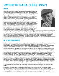 Umberto Saba. Riassunto fatto dal libro "I classici nostri contemporanei" | Dispense di Italiano ...