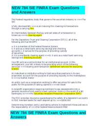 NEW 784 SIE FINRA Exam Questions and Answers | Exams Nursing | Docsity