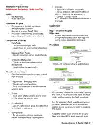 Biochemistry Laboratory Experiment | Lecture notes Biochemistry | Docsity