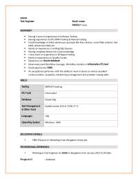 RESUME FOR ETL TESTING | Cheat Sheet Data Warehousing | Docsity