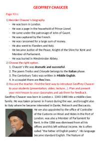 Geoffrey Chaucer e The Canterbury Tales | Appunti di Inglese | Docsity