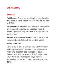 Extraction transformation load - ETL | Schemes and Mind Maps Data Warehousing | Docsity