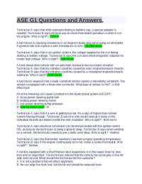 ASE G1 Questions and Answers. | Exams Mechanical Engineering | Docsity