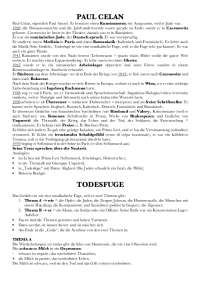 PAUL CELAN UND TODESFUGE | Appunti di Tedesco | Docsity