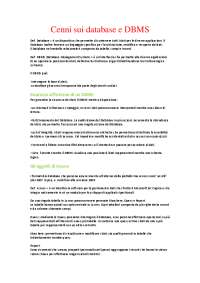 Cenni su database e DBMS | Appunti di Informatica | Docsity