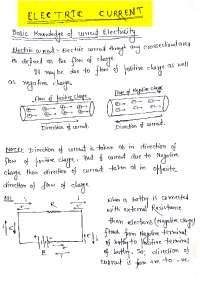 Electric Current in physics | Lecture notes Physics | Docsity
