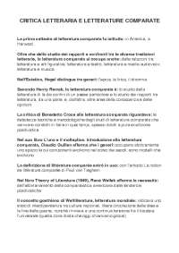 CRITICA LETTERARIA E LETTERATURE COMPARATE (Università Telematica Pegaso Laurea LM-39) | Prove d ...