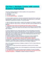 CIA Part 1 Multiple Choice with correct Answers Highlighted | Exams ...