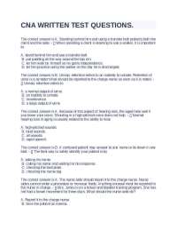 CNA WRITTEN TEST QUESTIONS. | Exams Nursing | Docsity