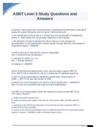 ASNT Level 3 Study Questions and Answers | Exams Sociology | Docsity