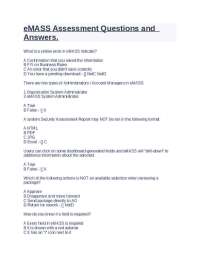 EMASS Assessment Questions and Answers | Exams Information Technology ...