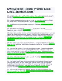 EMR National Registry Practice Exam (101-175)with Answers | Exams ...