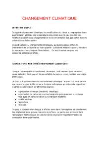 Changement climatique | Esercizi di Francese | Docsity