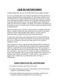 ¿Qué es el Historicismo? | Resúmenes de Filosofía | Docsity