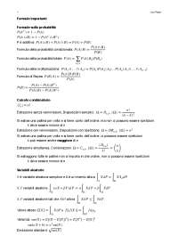 Schema riassuntivo di formule | Schemi e mappe concettuali di Probabilità e Statistica | Docsity