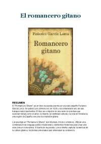 El romancero gitano Lorca | Resúmenes de Lengua y Literatura | Docsity
