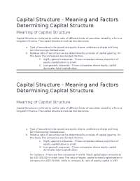 Capital structure meaning | Study notes Finance | Docsity