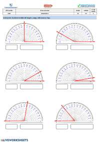 ANGULOS UNO MEDIR ANGULOS CON EL TRANSPORTADOR | Ejercicios de Matemáticas | Docsity